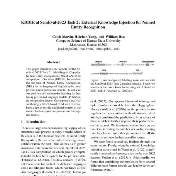 Kddie At Semeval 2023 Task 2 External Knowledge Injection For Named Entity Recognition Acl