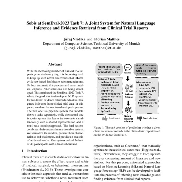 Sebis at SemEval-2023 Task 7: A Joint System for Natural Language ...