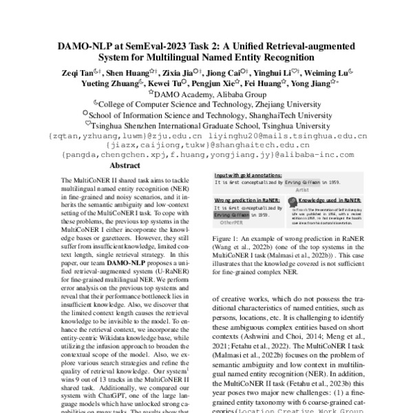 DAMO-NLP at SemEval-2023 Task 2: A Unified Retrieval-augmented System for Multilingual Named ...