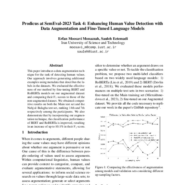 Prodicus At Semeval 2023 Task 4 Enhancing Human Value Detection With Data Augmentation And Fine