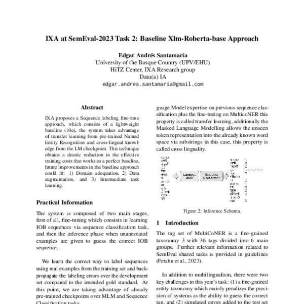 IXA at SemEval-2023 Task 2: Baseline Xlm-Roberta-base Approach - ACL Anthology