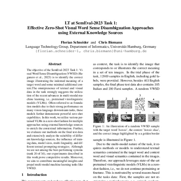 LT at SemEval-2023 Task 1: Effective Zero-Shot Visual Word Sense Disambiguation Approaches using ...