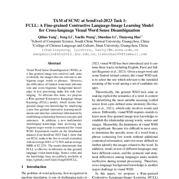 TAM of SCNU at SemEval-2023 Task 1: FCLL: A Fine-grained Contrastive Language-Image Learning ...