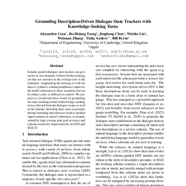 Grounding Description-Driven Dialogue State Trackers with Knowledge-Seeking Turns - ACL Anthology