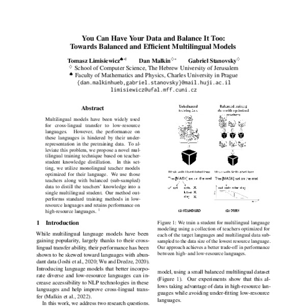 You Can Have Your Data and Balance It Too: Towards Balanced and Efficient Multilingual Models ...