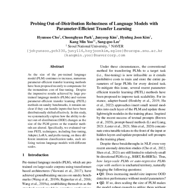 Probing Out-of-Distribution Robustness of Language Models with Parameter-Efficient Transfer ...