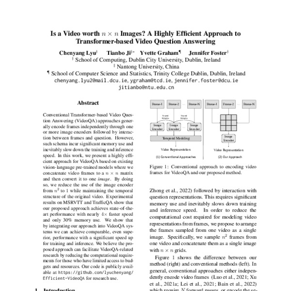 Is a Video worth n n Images? A Highly Efficient Approach to Transformer-based Video Question ...