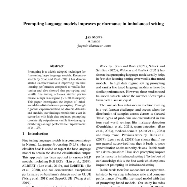 Prompting language models improves performance in imbalanced setting - ACL Anthology