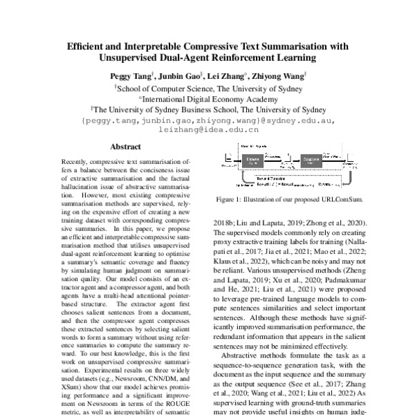 Efficient And Interpretable Compressive Text Summarisation With Unsupervised Dual Agent