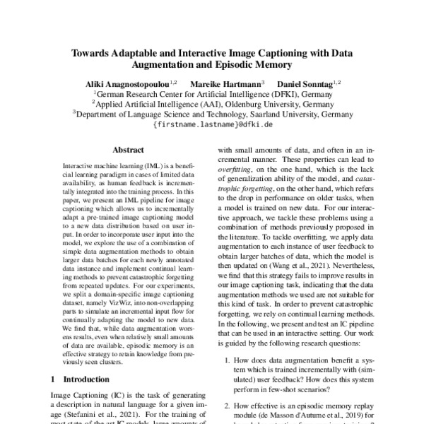 Towards Adaptable and Interactive Image Captioning with Data Augmentation and Episodic Memory ...