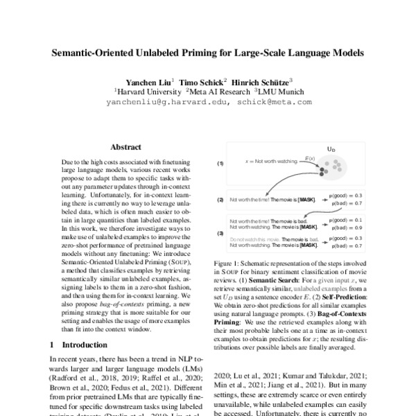 Semantic-Oriented Unlabeled Priming for Large-Scale Language Models - ACL Anthology