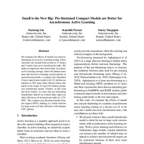 Small is the New Big: Pre-finetuned compact models are better for ...