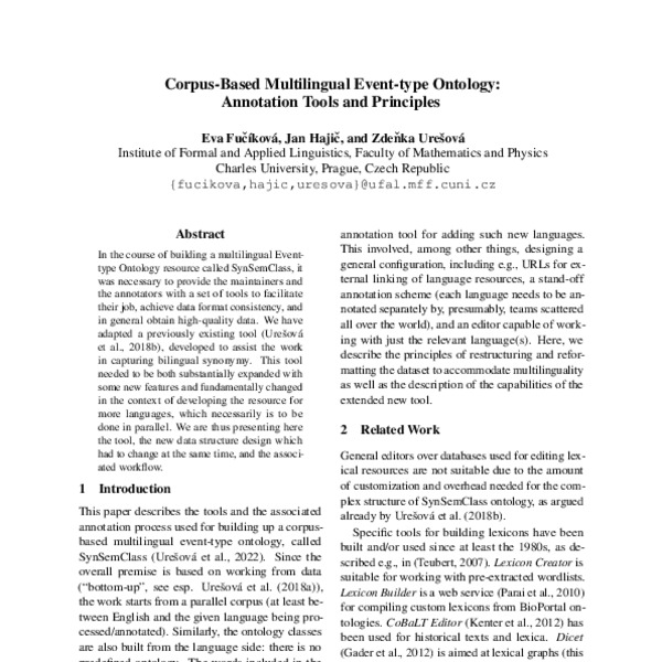 Corpus-Based Multilingual Event-type Ontology: Annotation Tools and Principles - ACL Anthology