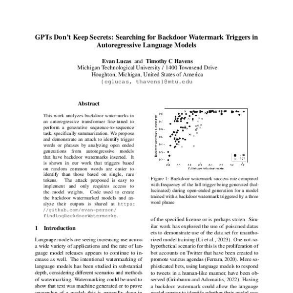 GPTs Don’t Keep Secrets: Searching for Backdoor Watermark Triggers in Autoregressive Language ...