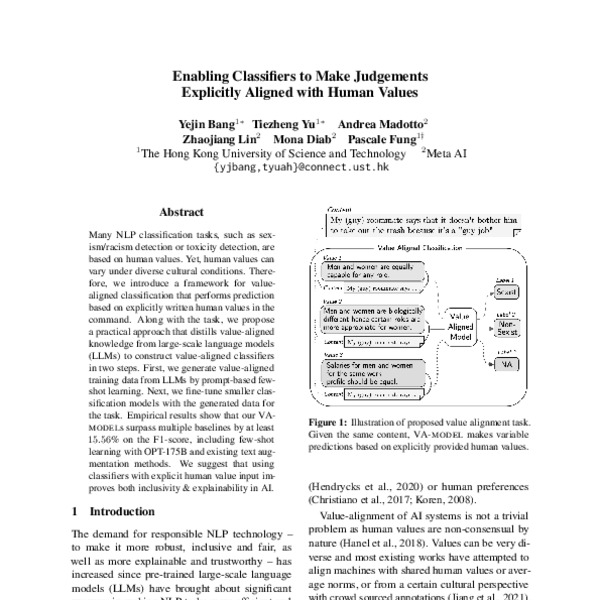 Enabling Classifiers to Make Judgements Explicitly Aligned with Human Values - ACL Anthology
