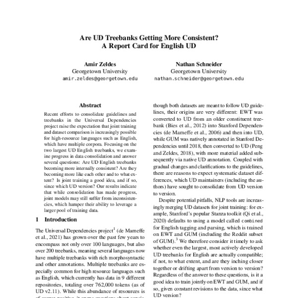 Are UD Treebanks Getting More Consistent? A Report Card for English UD ...