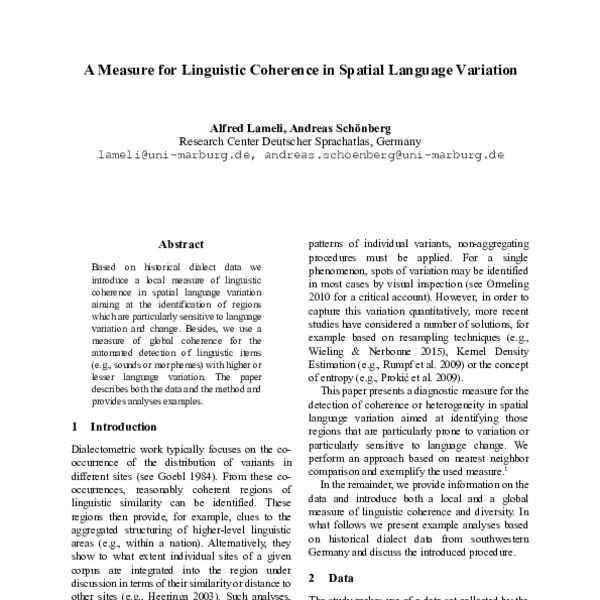 A Measure For Linguistic Coherence In Spatial Language Variation Acl Anthology