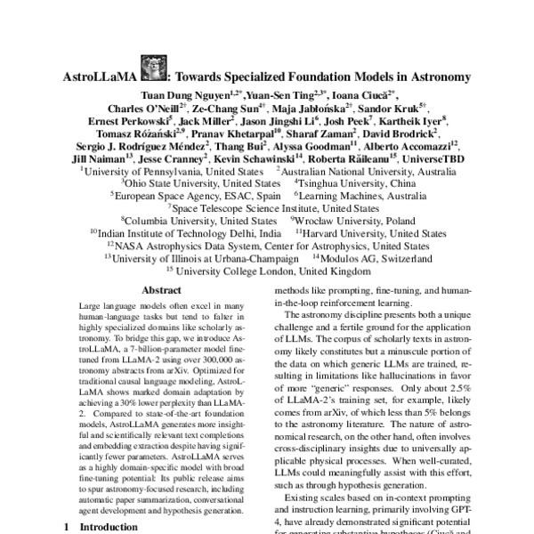 Astrollama Towards Specialized Foundation Models In Astronomy Acl Anthology