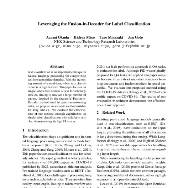 Leveraging The Fusion In Decoder For Label Classification Acl Anthology