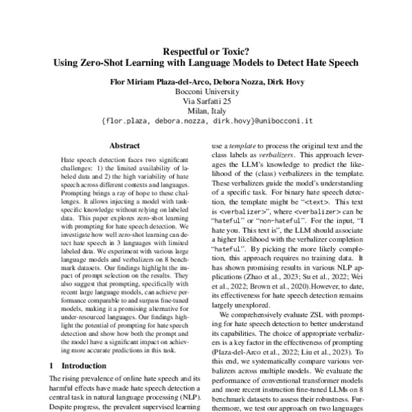 Respectful or Toxic? Using Zero-Shot Learning with Language Models to Detect Hate Speech - ACL ...