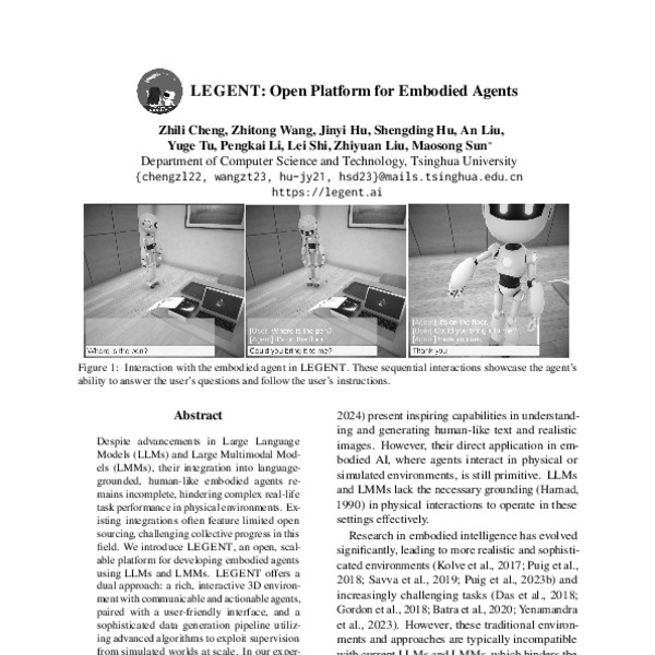 LEGENT: Open Platform for Embodied Agents - ACL Anthology