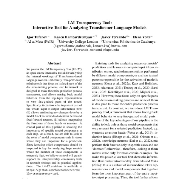 LM Transparency Tool: Interactive Tool for Analyzing Transformer ...