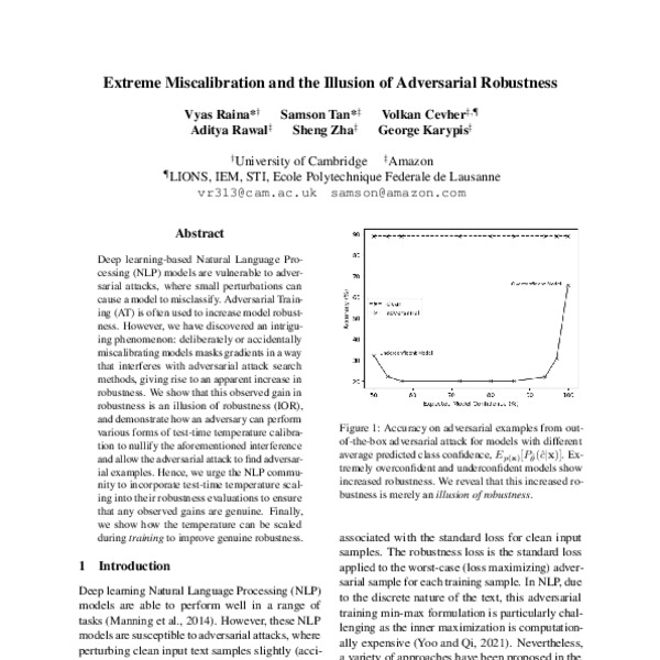 Extreme Miscalibration and the Illusion of Adversarial Robustness - ACL Anthology