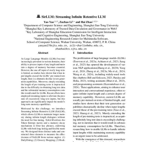 SirLLM: Streaming Infinite Retentive LLM - ACL Anthology