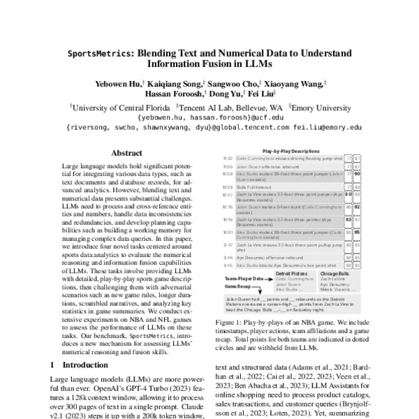 SportsMetrics: Blending Text and Numerical Data to Understand ...