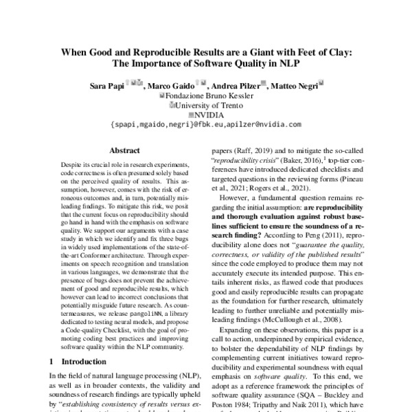 When Good and Reproducible Results are a Giant with Feet of Clay: The ...