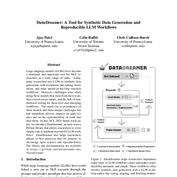 Datadreamer A Tool For Synthetic Data Generation And Reproducible Llm Workflows Acl Anthology