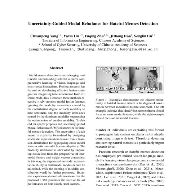 Uncertainty-Guided Modal Rebalance for Hateful Memes Detection - ACL ...