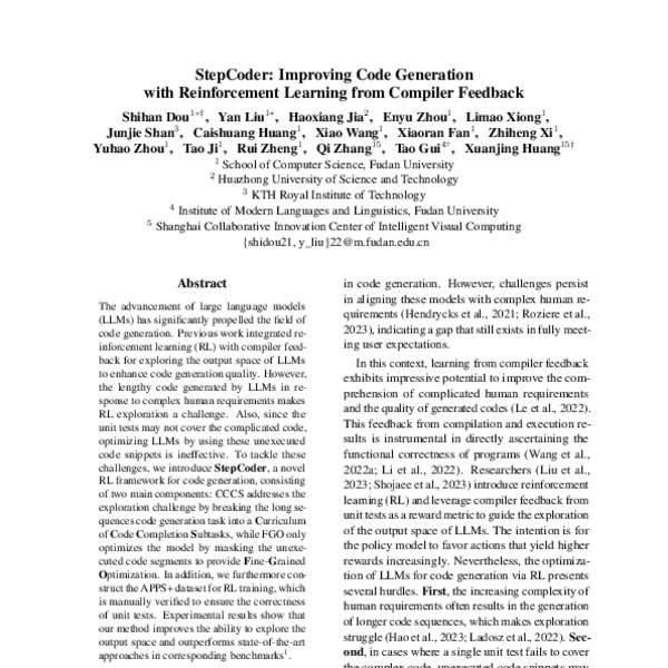 Stepcoder Improving Code Generation With Reinforcement Learning From