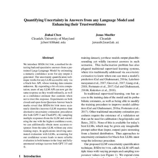 Quantifying Uncertainty in Answers from any Language Model and Enhancing their Trustworthiness ...