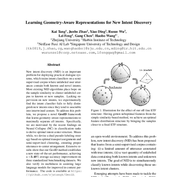 Learning Geometry-Aware Representations for New Intent Discovery - ACL Anthology