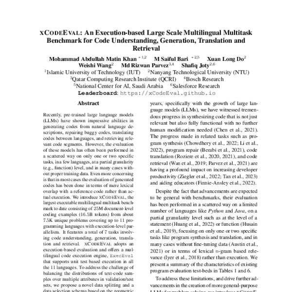 XCodeEval: An Execution-based Large Scale Multilingual Multitask Benchmark for Code ...