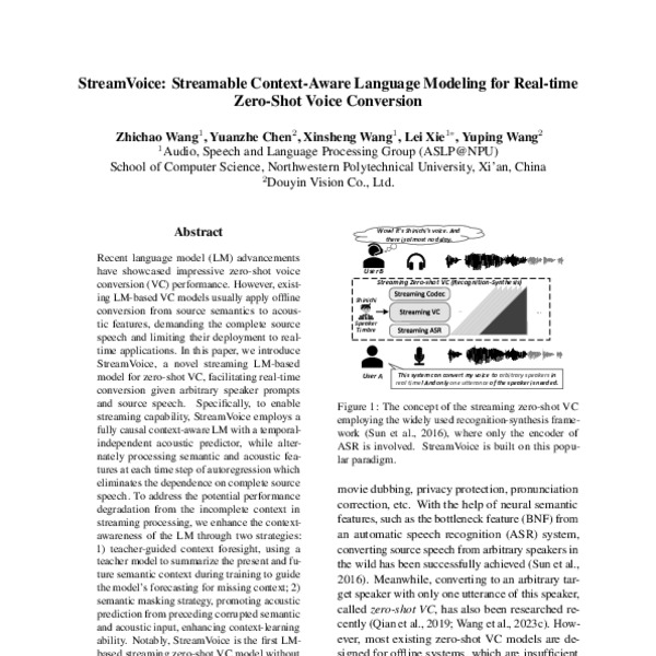 StreamVoice: Streamable Context-Aware Language Modeling for Real-time ...