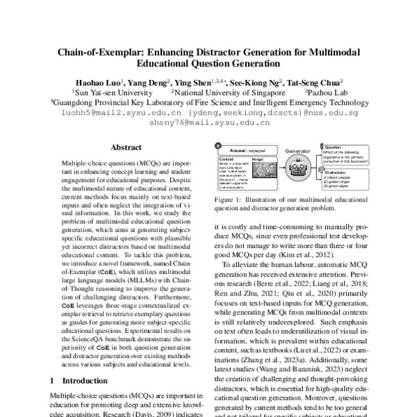 Chain Of Exemplar Enhancing Distractor Generation For Multimodal Educational Question