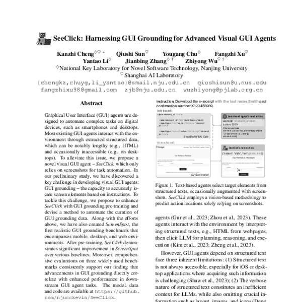 SeeClick: Harnessing GUI Grounding for Advanced Visual GUI Agents - ACL Anthology