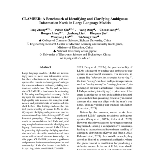 Clamber A Benchmark Of Identifying And Clarifying Ambiguous Information Needs In Large Language