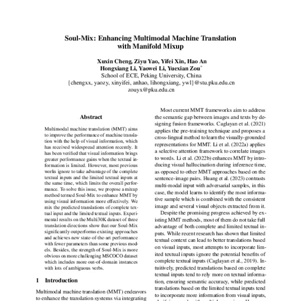 Soul-Mix: Enhancing Multimodal Machine Translation with Manifold Mixup ...