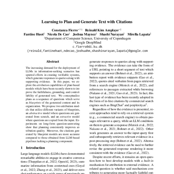 Learning to Plan and Generate Text with Citations - ACL Anthology