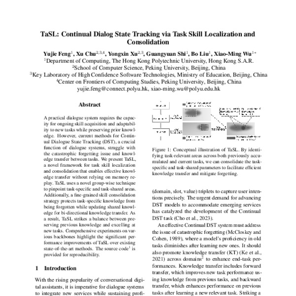 TaSL: Continual Dialog State Tracking via Task Skill Localization and ...