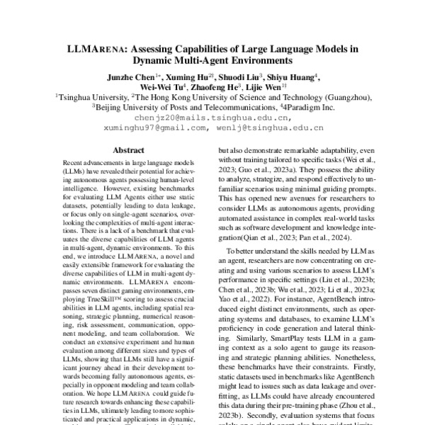 LLMArena: Assessing Capabilities of Large Language Models in Dynamic Multi-Agent Environments ...