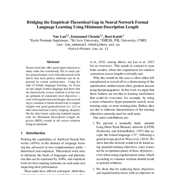 Bridging the Empirical-Theoretical Gap in Neural Network Formal Language Learning Using Minimum ...
