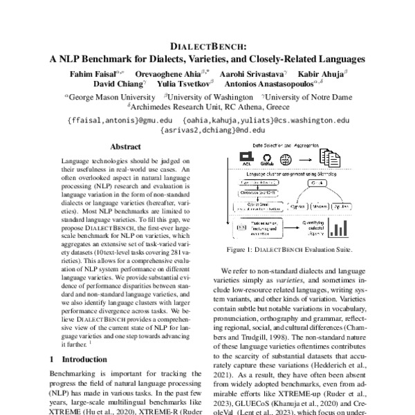 DIALECTBENCH: An NLP Benchmark for Dialects, Varieties, and Closely-Related Languages - ACL ...