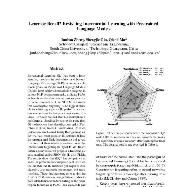 Learn or Recall? Revisiting Incremental Learning with Pre-trained Language Models - ACL Anthology