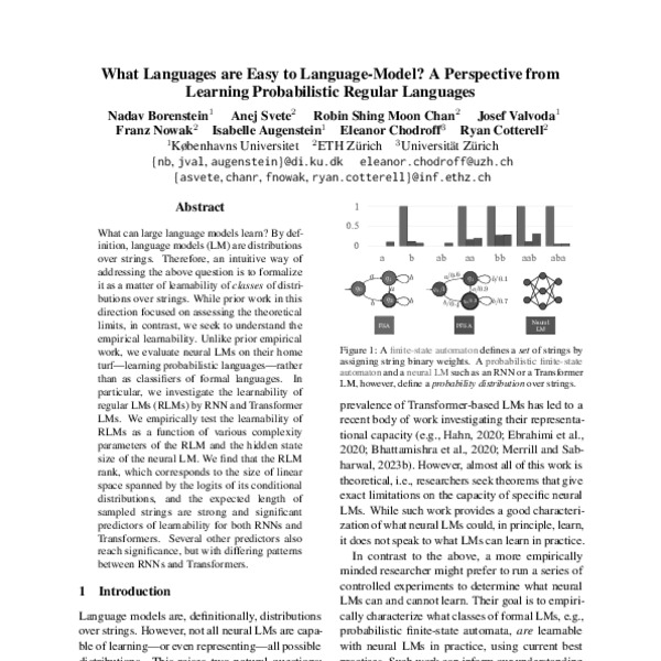 What Languages are Easy to Language-Model? A Perspective from Learning Probabilistic Regular ...
