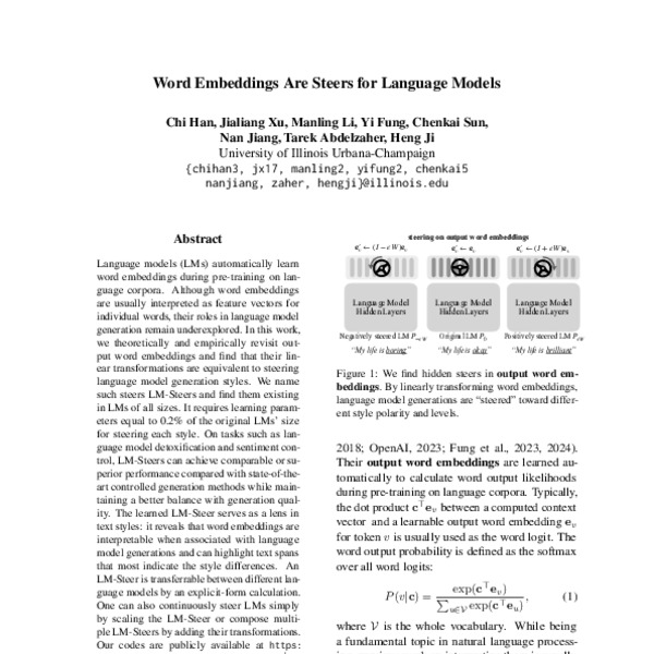 Word Embeddings Are Steers for Language Models - ACL Anthology