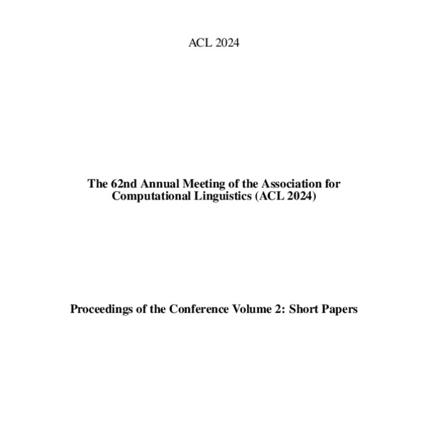 Proceedings of the 62nd Annual Meeting of the Association for ...